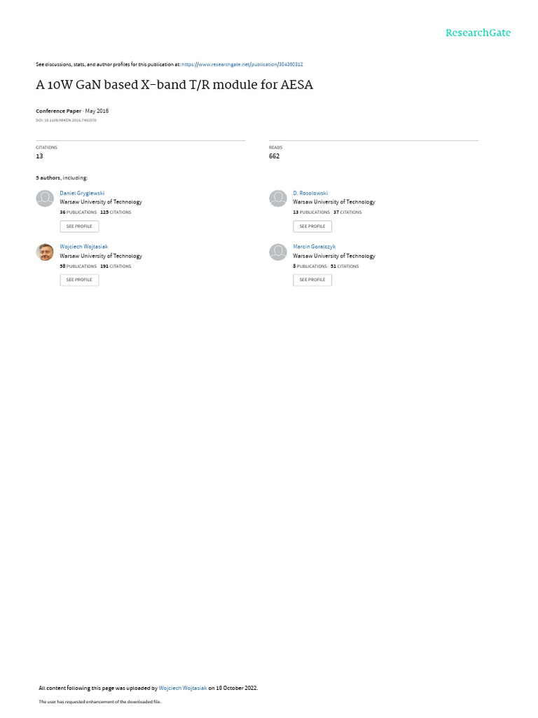 A 10W GaN Based X-Band T R Module For AESA | PDF