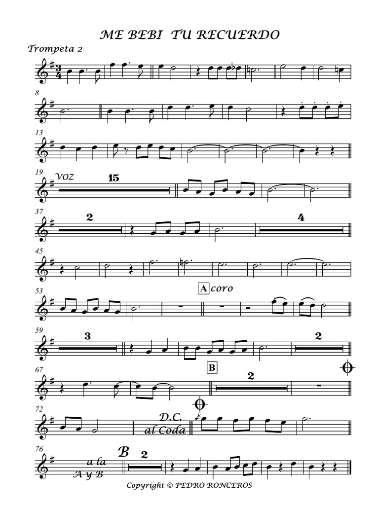 Me Bebi Tu Recuerdo - Trompeta 2 | PDF