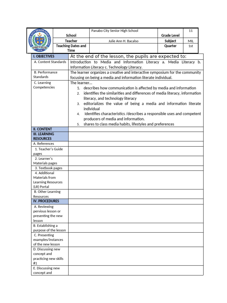 Lesson Exemplar Format | PDF