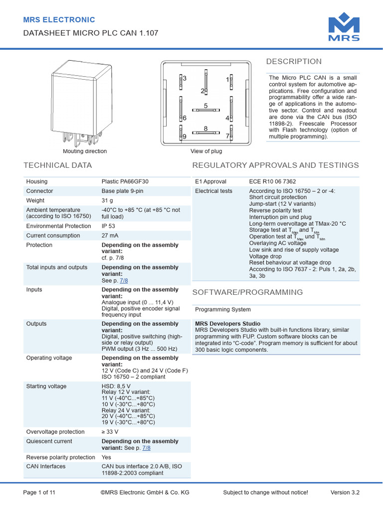 1 107 Datasheet Micro SPS CAN EN | PDF