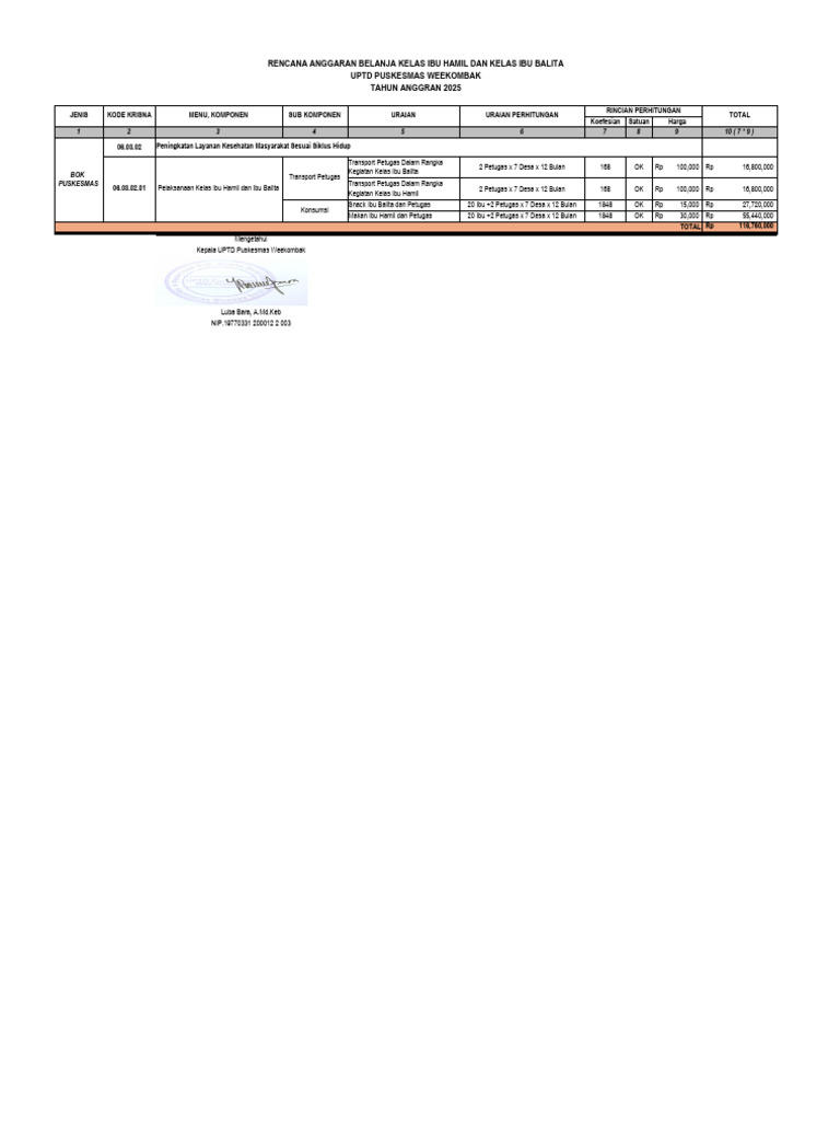 2025 Rab & Tor Kelas Ibu Hamil Dan Kelas Ibu Balita | PDF