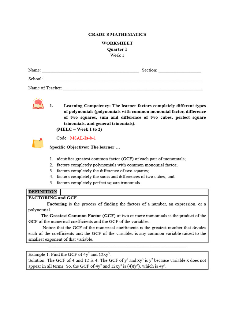 Maath 8 Q1 Week 1 | PDF