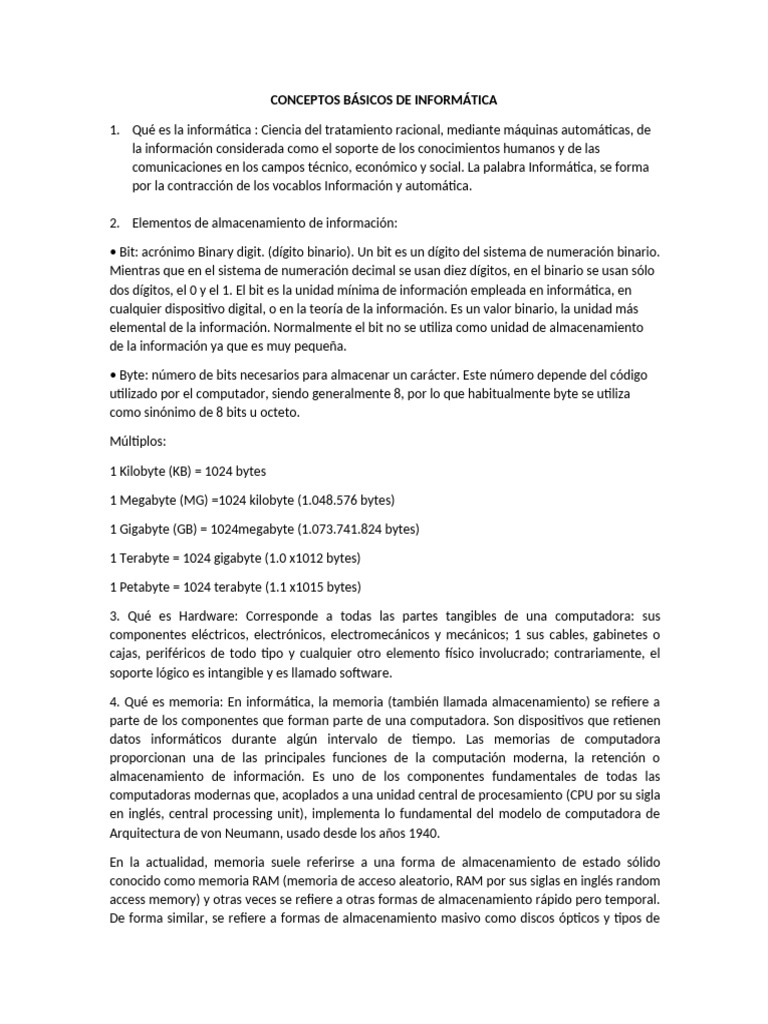 Conceptos Básicos de Informática | PDF
