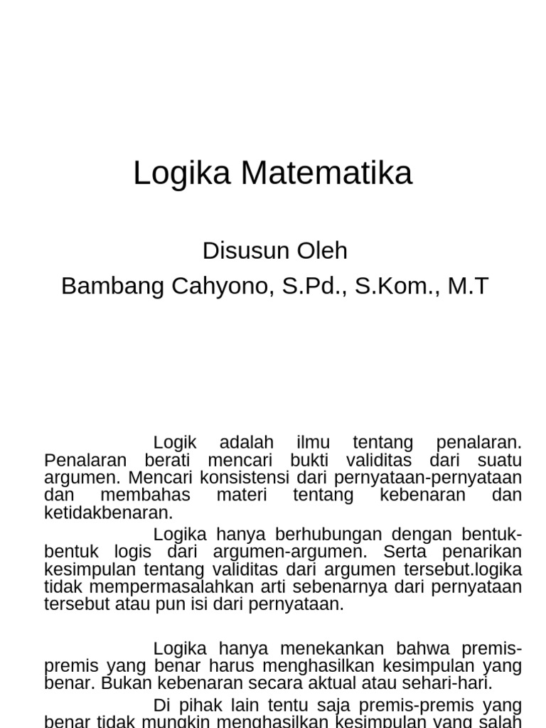 Modul Matematika Diskrit Logika | PDF
