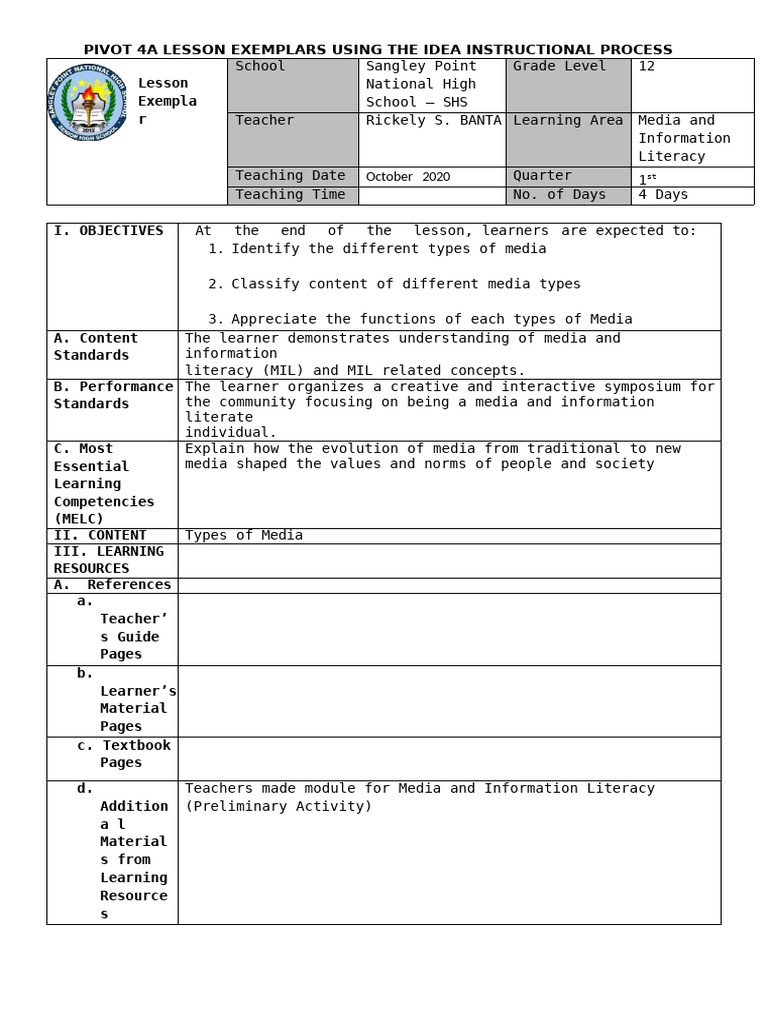 Mil 4th Week Exemplar | PDF