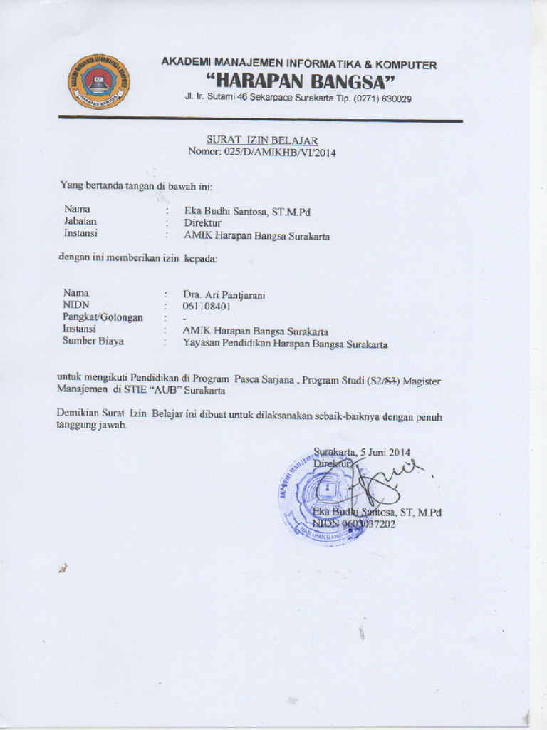 Surat Ijin Belajar-S2 | PDF