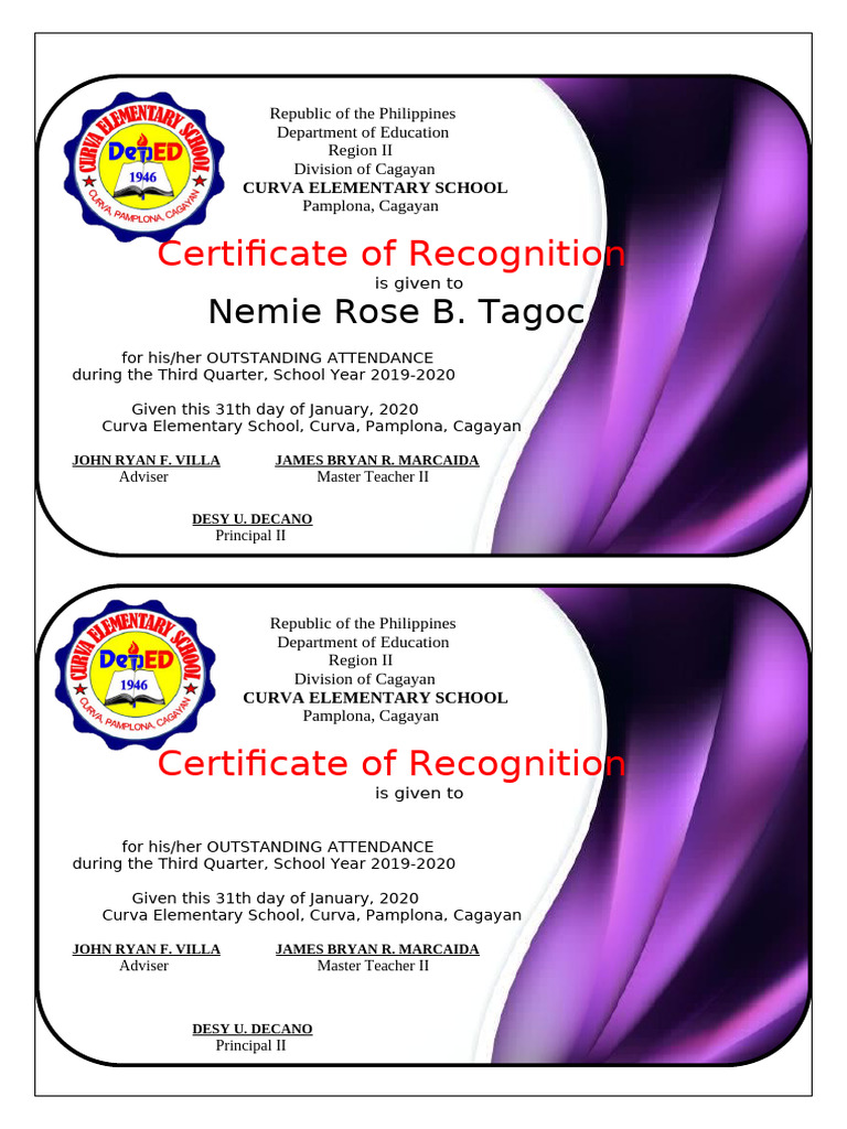 Attendance Certificate | PDF | Government | Philippines