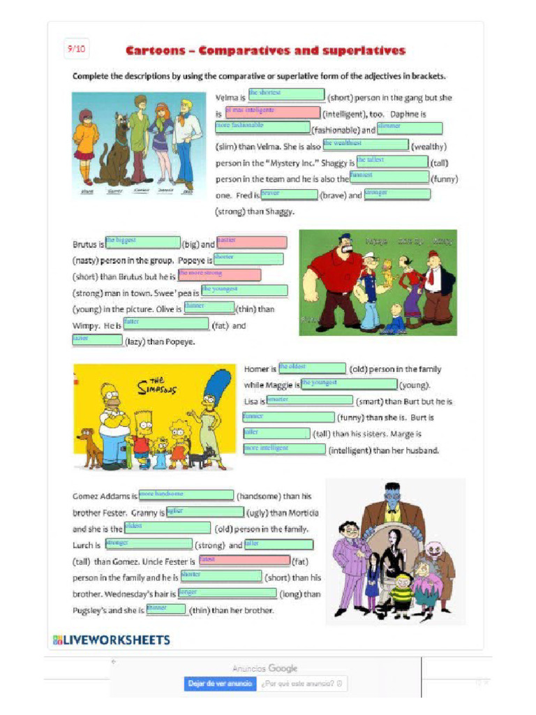 Taller de Ingles Comparatives Worksheet | PDF