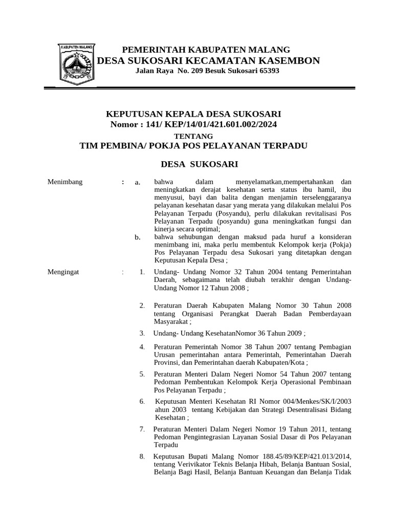 SK Pokja Posy Sukosari 2024 | PDF