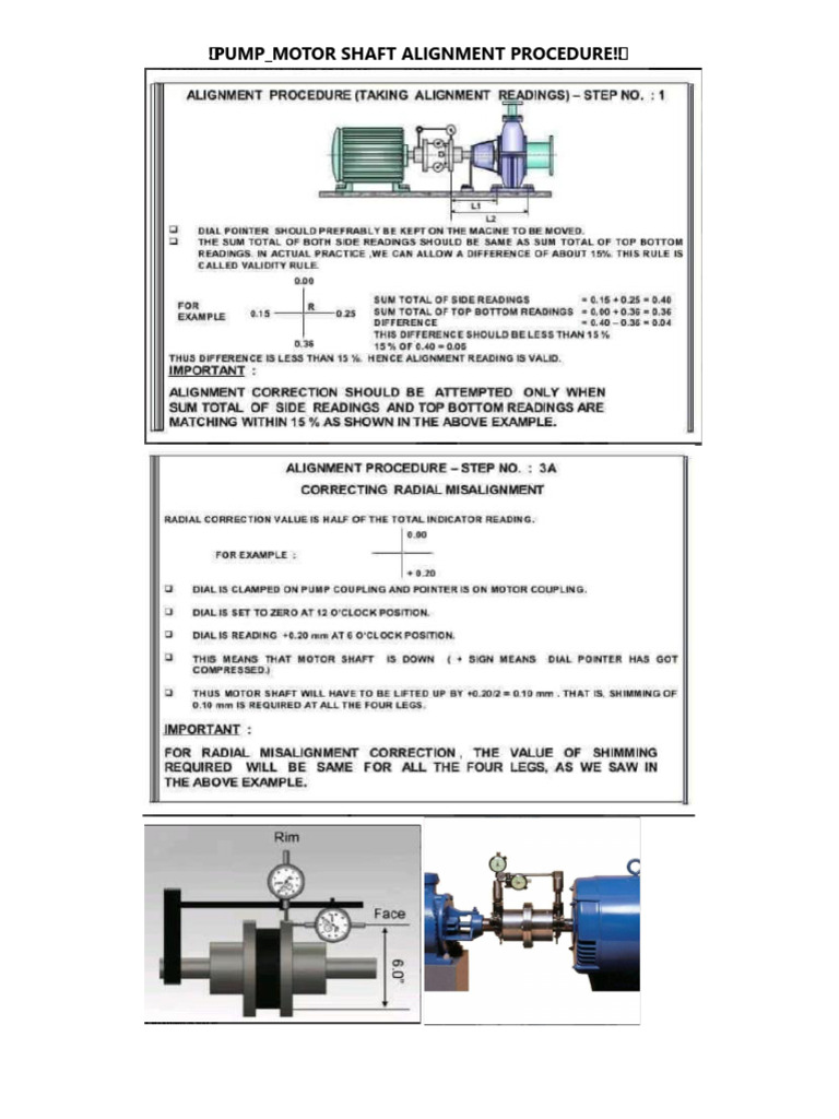 Pump - Motor Shaft Alignment Procedure | PDF