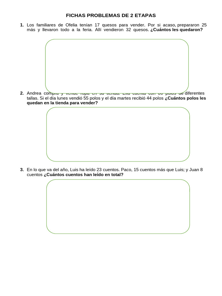 Fichas Problemas de 2 Etapas | PDF