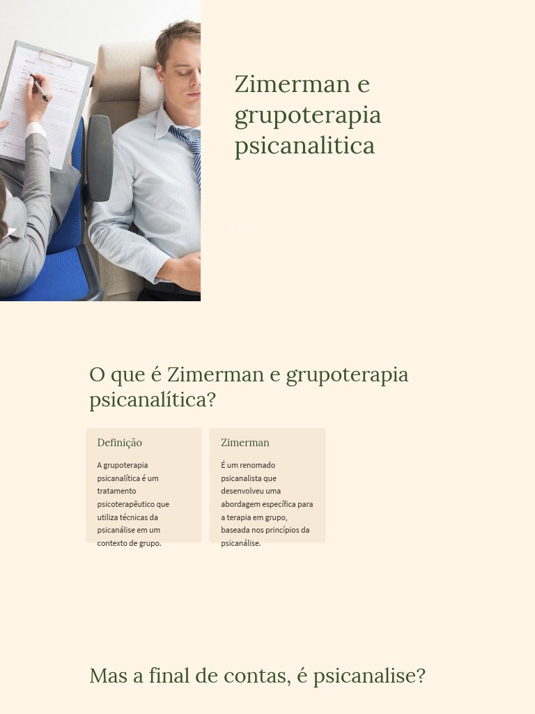 Zimerman e Grupoterapia Psicanalitica | PDF