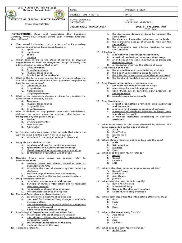Cdi 7 Final Exam | PDF