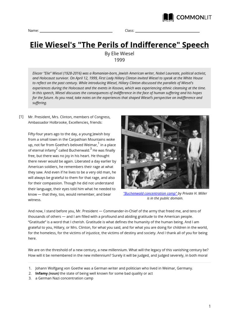 Elie - Wiesel's - " The - Perils - of - Indifference OC MANUSCRIPT | PDF