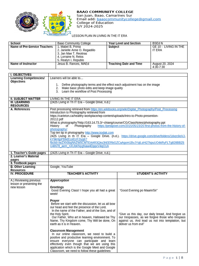 2425-Ge-10-Lesson Plan the Pixel 8 | PDF 2425-Ge-10-Lesson Plan the Pixel 8 | PDF