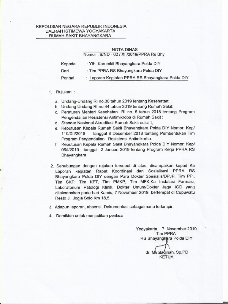 Laporan Rapat Koordinasi PPRA | PDF