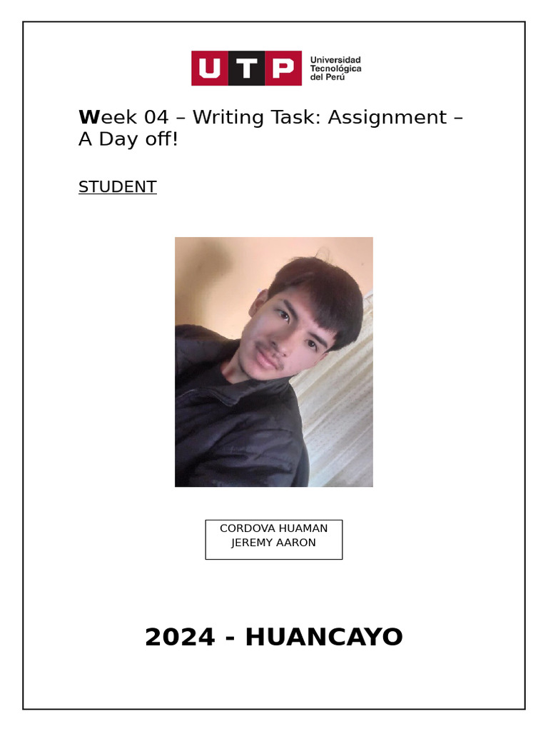 Week 04 - Writing Task Assignment - A Day Off | PDF