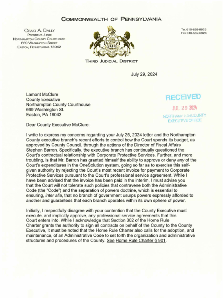 Letter From PJ To Exec Re Corporate Protective Services | PDF