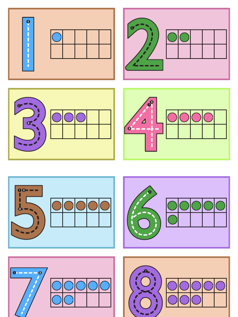 PDF Tarjetas Educativas Trazo de Números Del 1 Al 10 | PDF