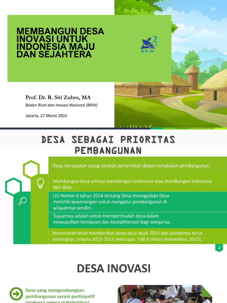 Desa Inovasi - Prof. R. Siti Zuhro (27 Maret 2024) (Locked) | PDF