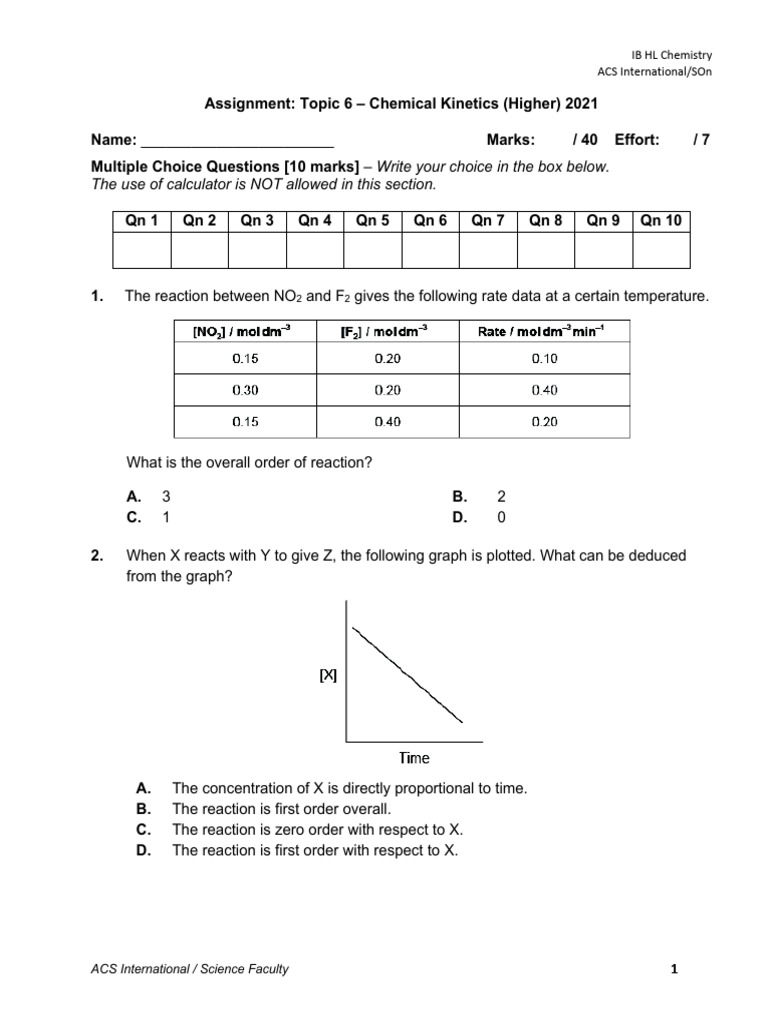 Ib Chem Assignment - Topic 7 | PDF