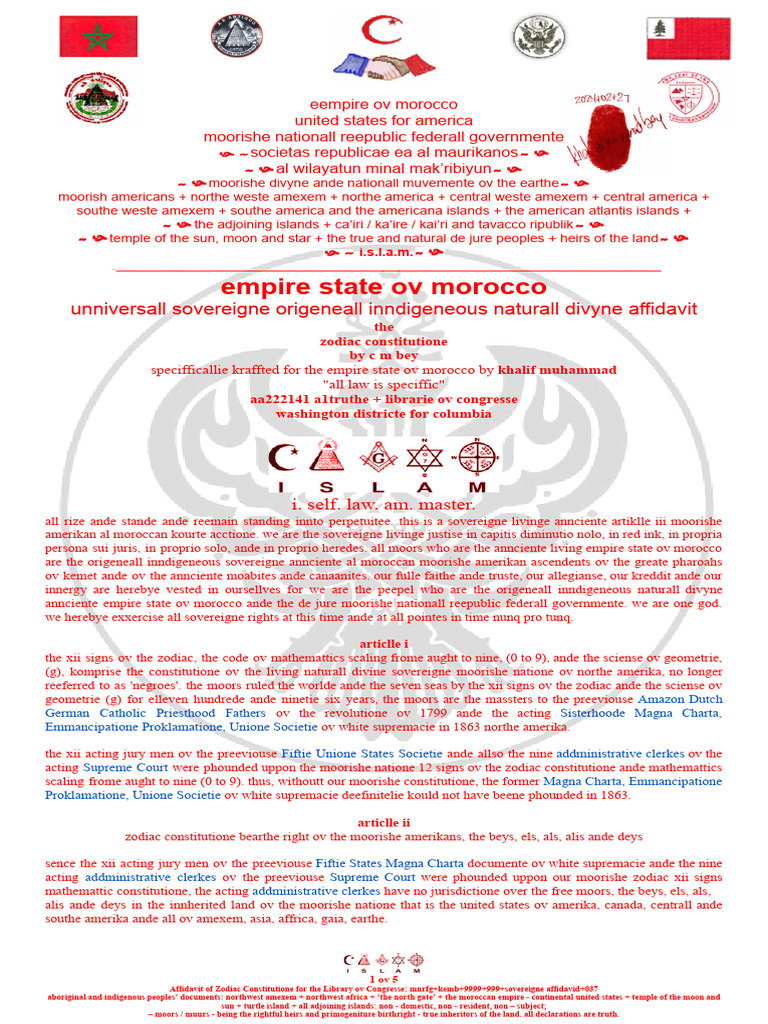 Mnrfg+Kemb+9999+999+Sovereigne Affidavid+037 Zodiac Constitutione For The Library Ov Congresse ...