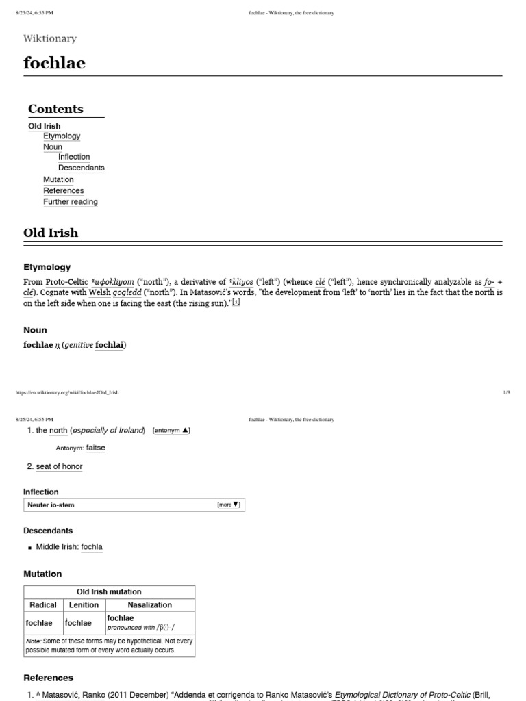 Fochlae - Wiktionary, The Free Dictionary | PDF