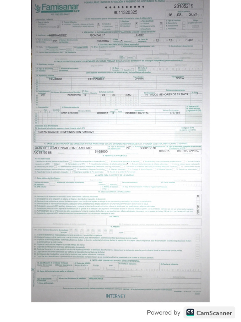 Formulario Famisanar | PDF