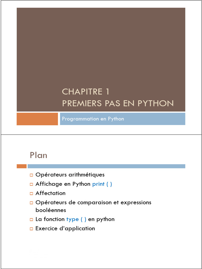 Ch1-Premiers Pas en Python | PDF