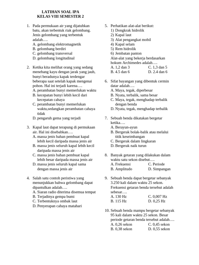Soal Latihan Ipa sm2 | PDF