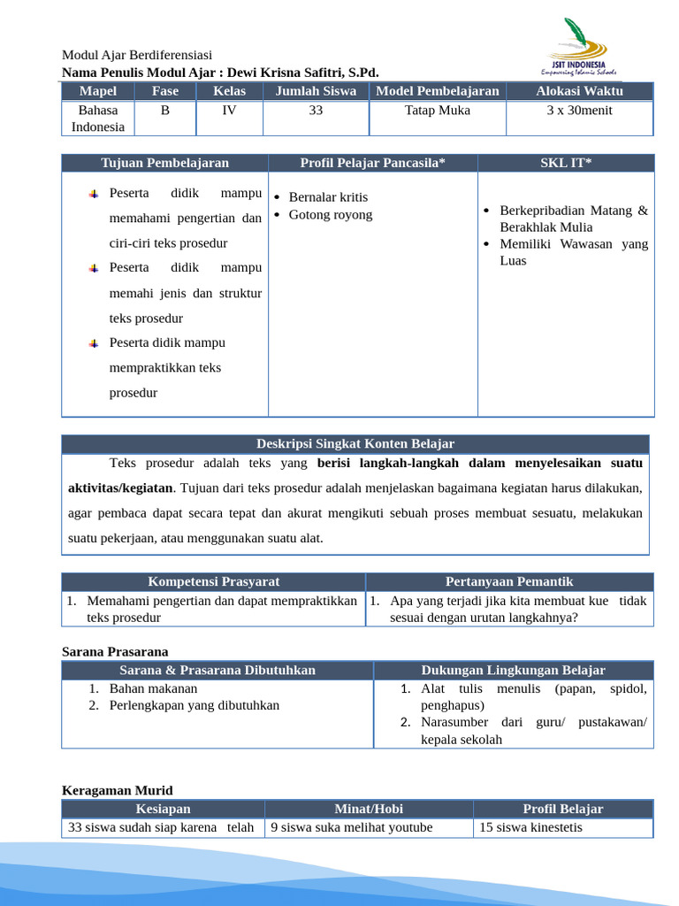 Modul Ajar Teks Prosedur Bahasa Indonesia | PDF