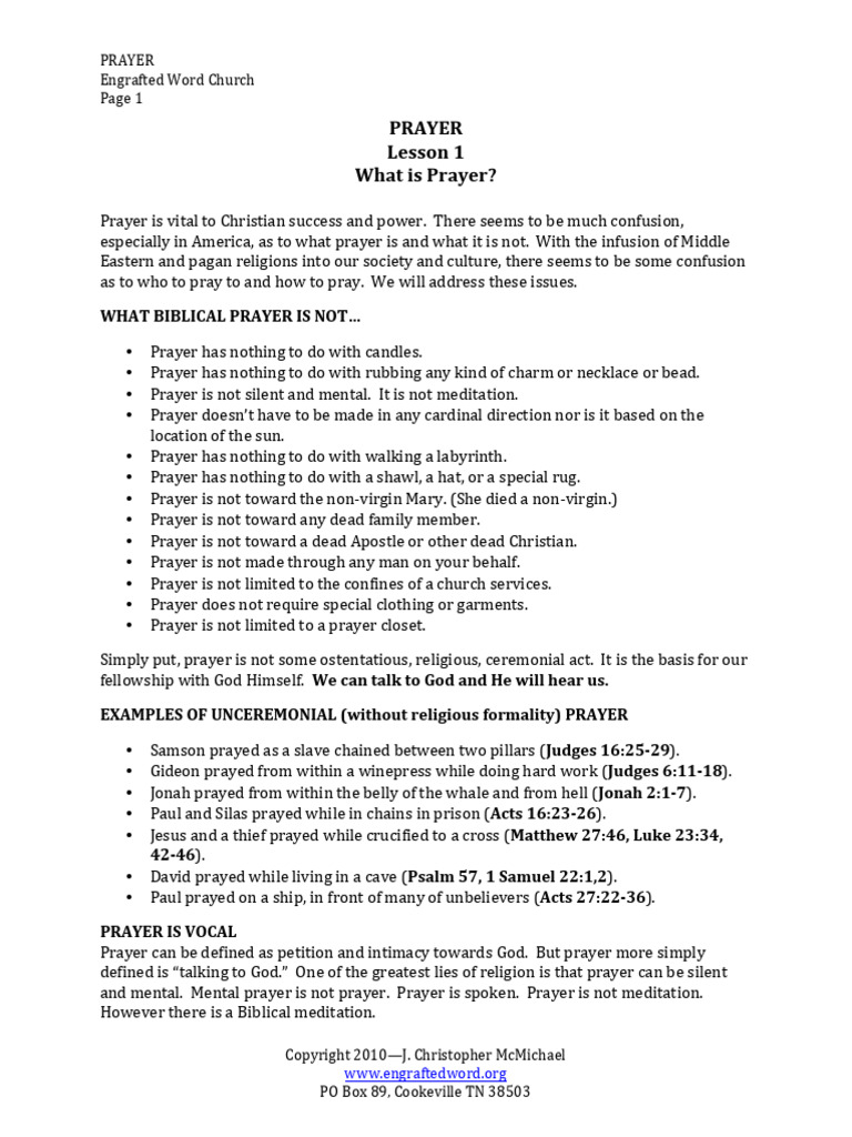 PRAYER Lesson PodSchool-Christian Bible Lesson | PDF
