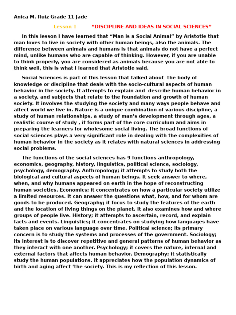My Reflection | PDF | Social Sciences | Science My Reflection | PDF | Social Sciences | Science