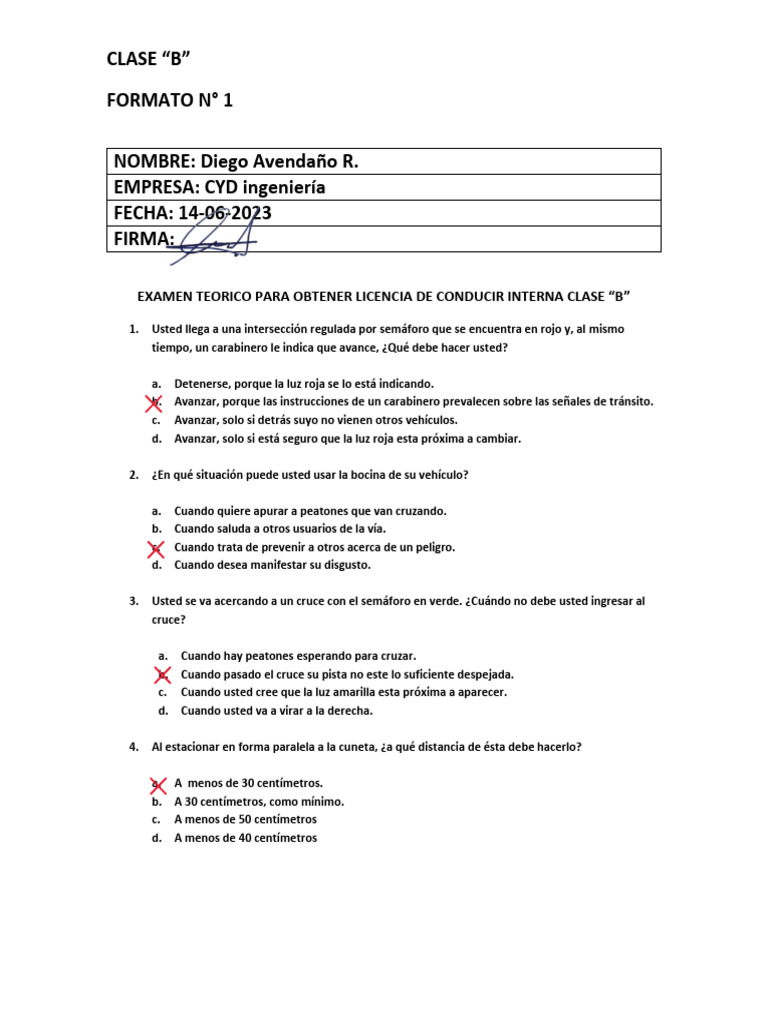 Prueba Clase B Formato N°1 (1) (1) 2023 | PDF