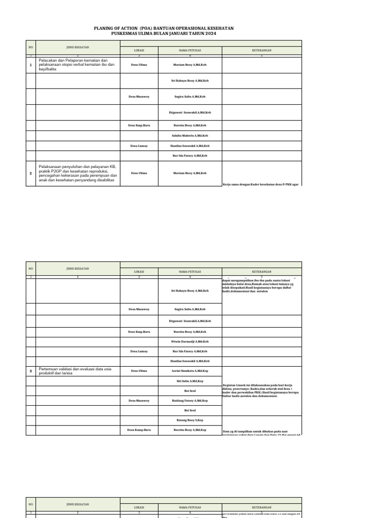 JADWAL KEGIATAN BOK 2024 | PDF