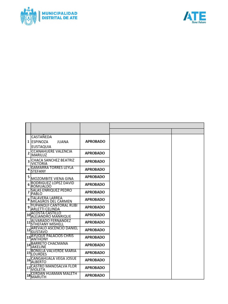 Resultados Entrevistas CAS 007-2024-MDA | PDF
