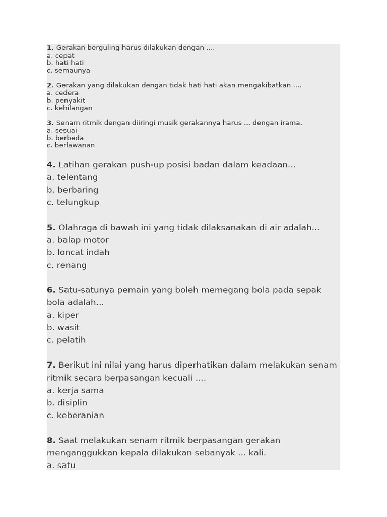 Soal PJOK Kls 2 | PDF