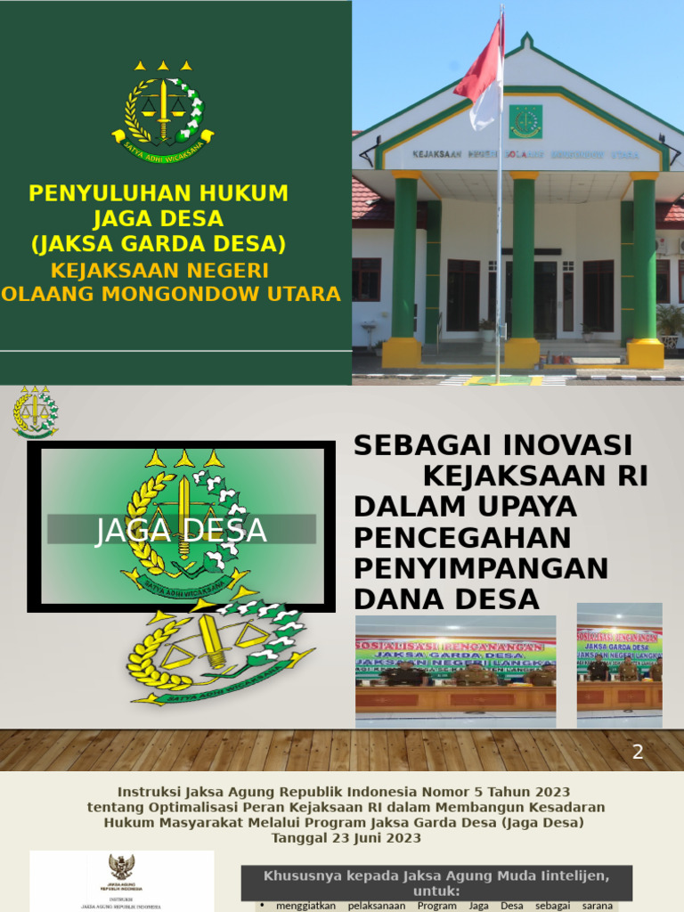 Penyuluhan Hukum Jaga Desa (Jaksa Garda Desa) : Kejaksaan Negeri Bolaang Mongondow Utara | PDF