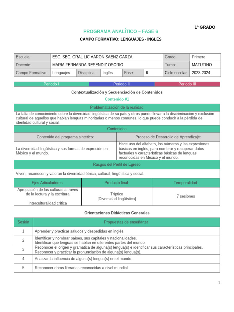 Programa Analitico Pdf