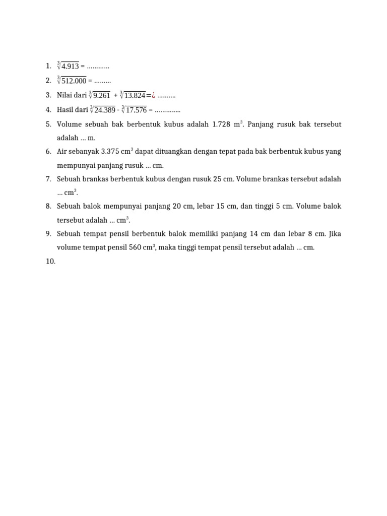 Soal MTK Kelas 5 | PDF
