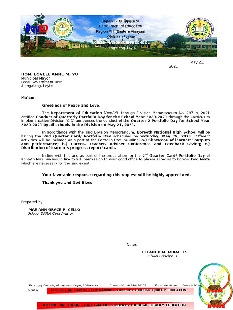 Letter To LGU-Borrow Tent | PDF