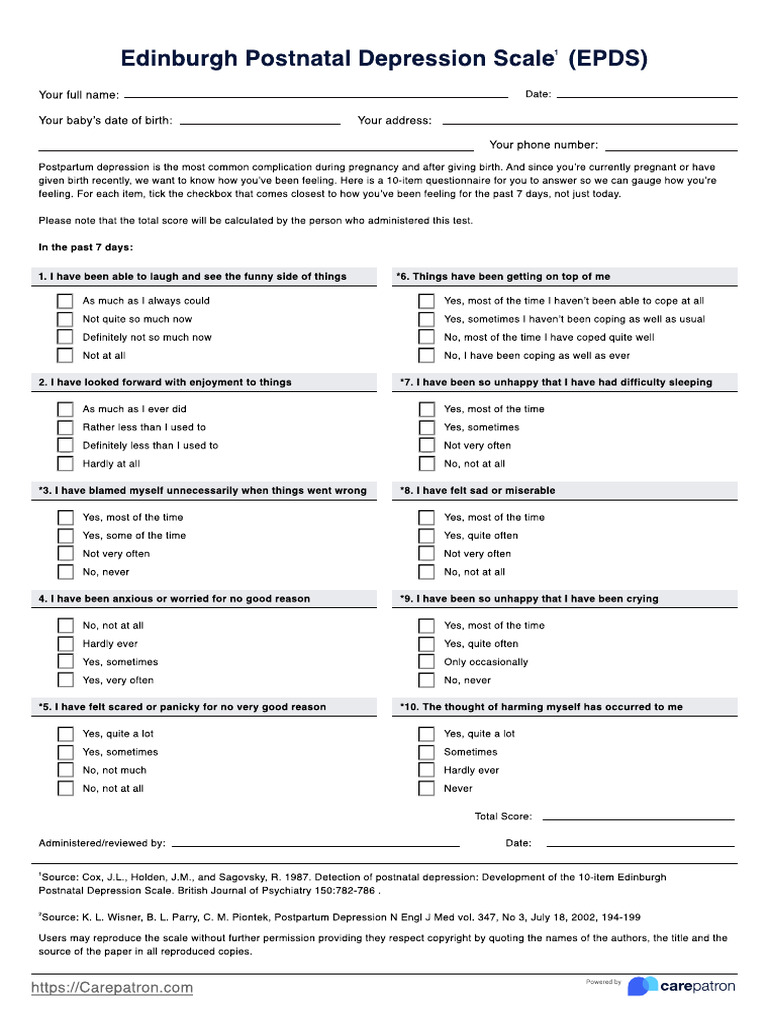 Edinburgh Postnatal Depression Scale Epds | PDF