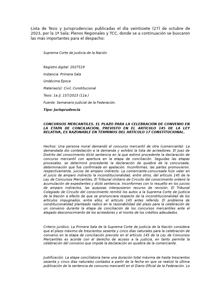 Lista de Tesis y Jurisprudencias Publicadas 27.10.23 | PDF | Caso de ... Lista de Tesis y Jurisprudencias Publicadas 27.10.23 | PDF | Caso de ...