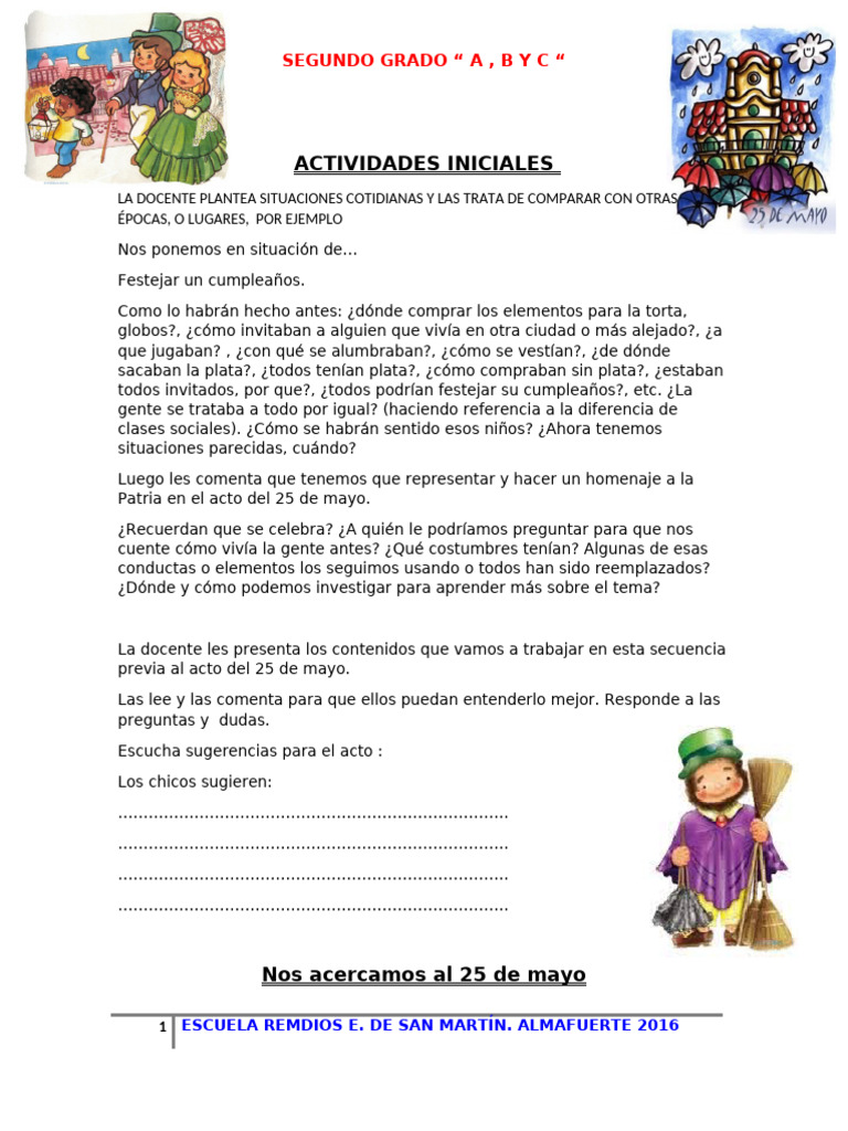 LENGUA Secuencia 25 de Mayo 2DO GRADO | PDF