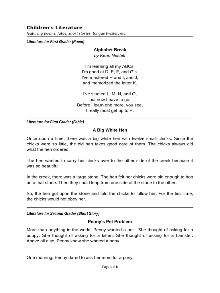 Children's Literatures | PDF
