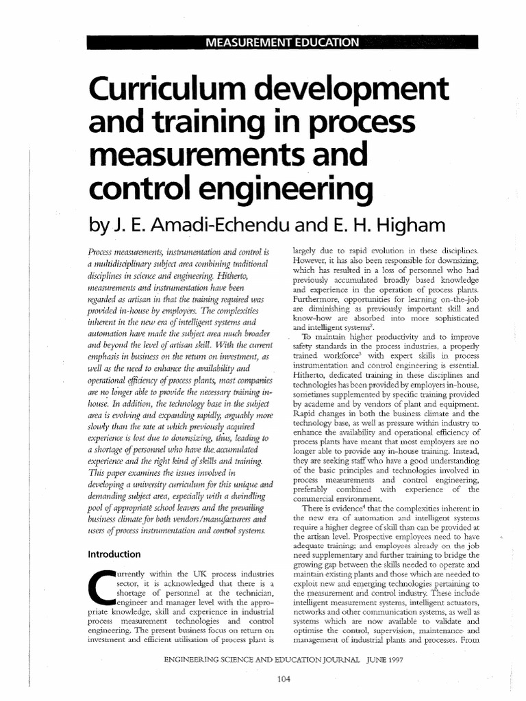 Amadi-Echendu - 1997 - Curriculum Development and Training in Process Measurements and Control ...