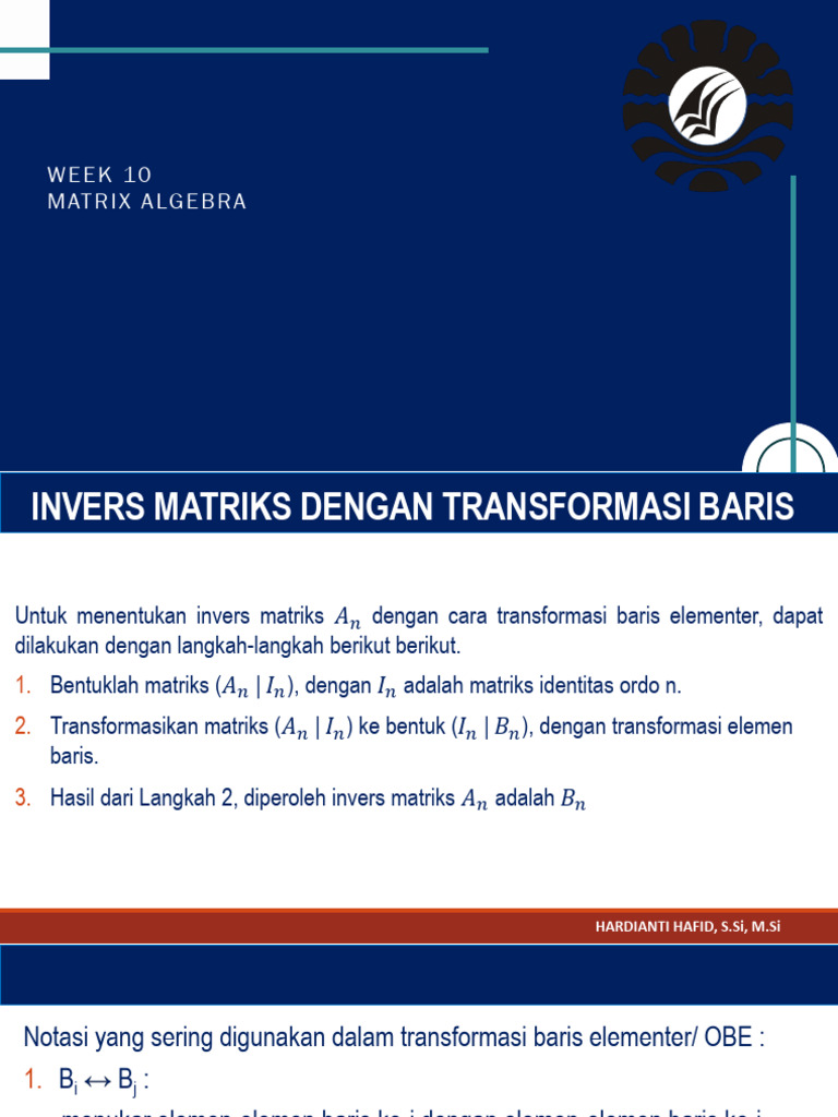 10 Invers Matriks Dengan Transformasi Elementer - Tanpa Kunci | PDF