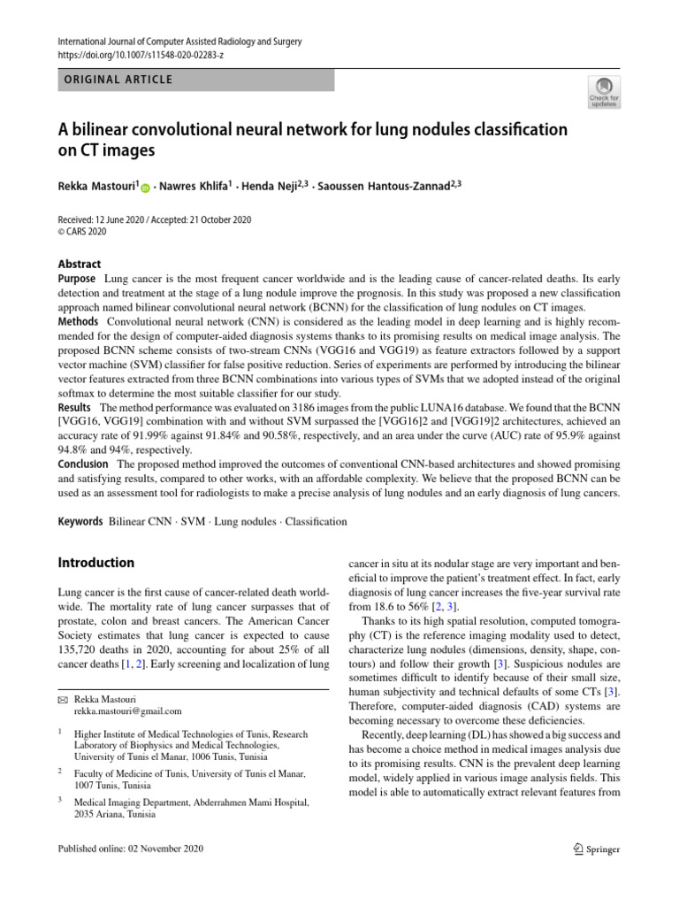 A Bilinear Convolutional Neural Network For Lung Nodules Classification On CT Images | PDF