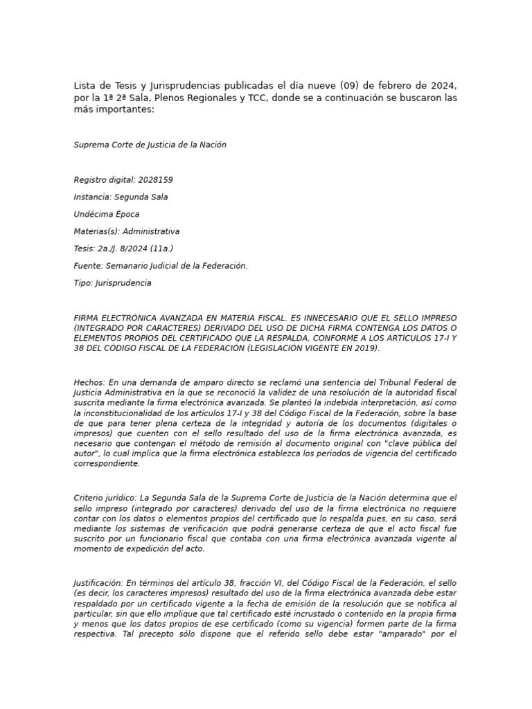 Lista de Tesis y Jurisprudencias publicadas 09.02.24 | PDF Lista de Tesis y Jurisprudencias publicadas 09.02.24 | PDF