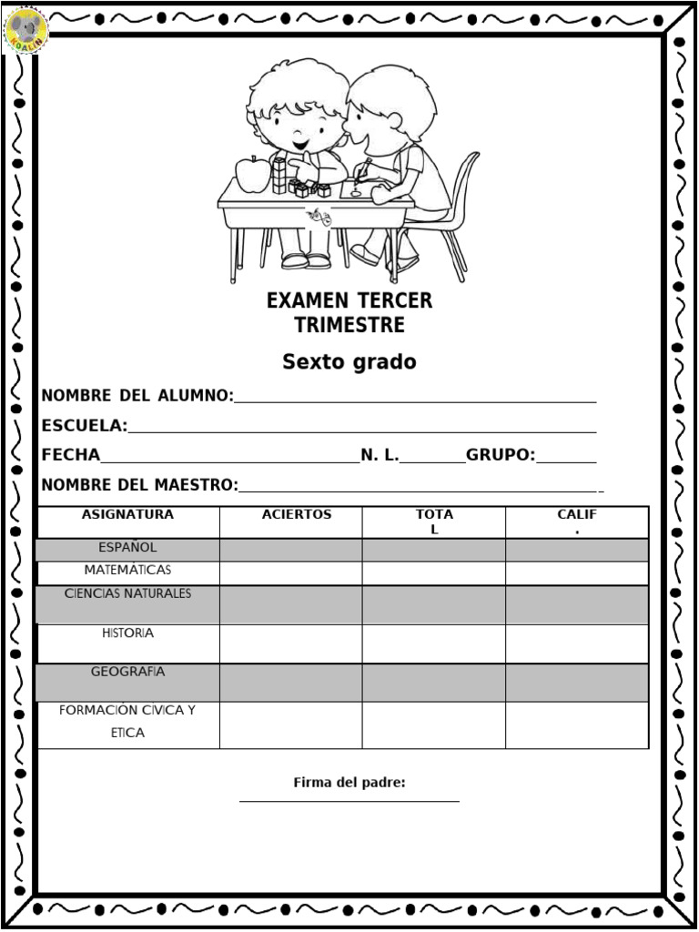 6° Evaluacion Tercer Trimeste Todas Las Materias | PDF